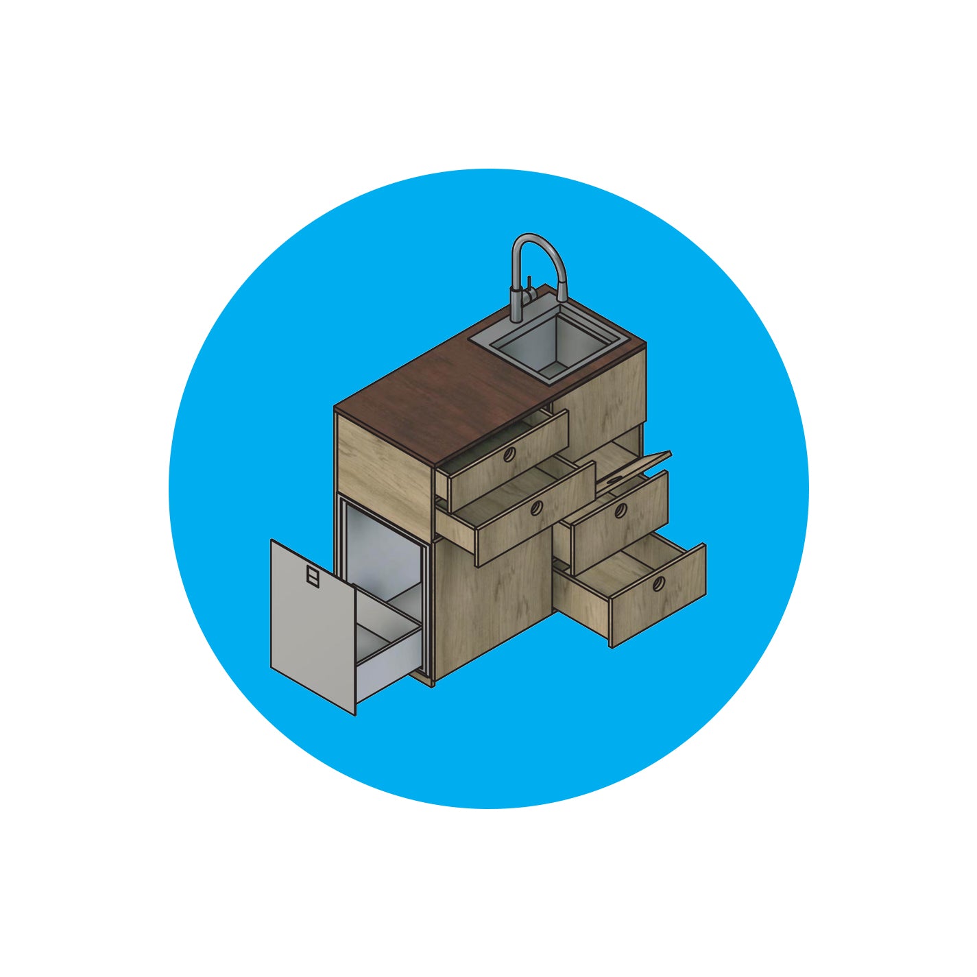 VAN CONVERSION CABINET MANUAL - Galley Cabinet With Fridge (Fits Any V ...